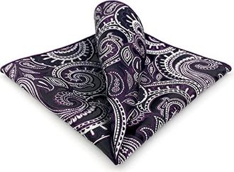 Shlax & Wing Pochette de costume Paisley pour homme violet foncé blanc noir bord de couleur