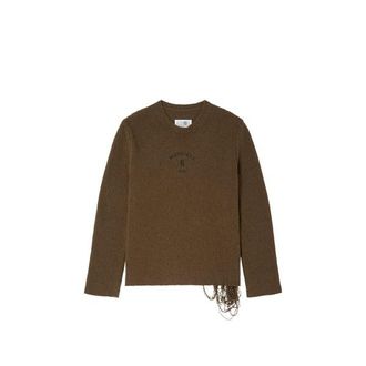 Maison Margiela Pull &agrave; d&eacute;tail d&eacute;chir&eacute; en laine m&eacute;lang&eacute;e