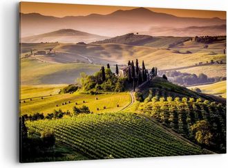 Arttor Wandbilder Dekoration Wohnzimmer Landwirtschaft Bauernhof Toskana Weinberg Bilder auf Leinwand 120x80cm Leinwandbild Schlafzimmer Deko Wand Kunstdruck