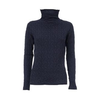 Le Tricot Perugia Hochgeschlossener Strickpullover - - Knitwear - Damen - Blau - M