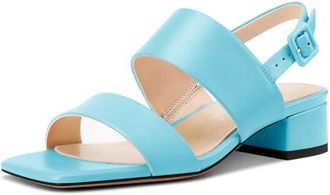 Castamere Femmes Bloc Chunky Bas Talon Heel Ouvert Carr&eacute; Bout Boucle Sandales Dress D&eacute;contract&eacute; Party Chaussures 3.5 CM Heels Bleu Clair 43 EU