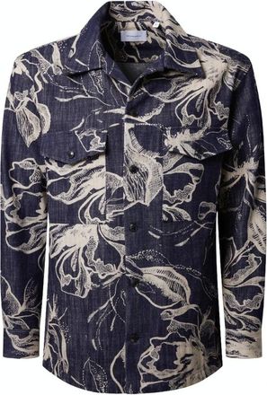 Baldessarini Homme, Vestes, Bleu, Taille: 2XL Veste en jean style chemise avec motif botanique