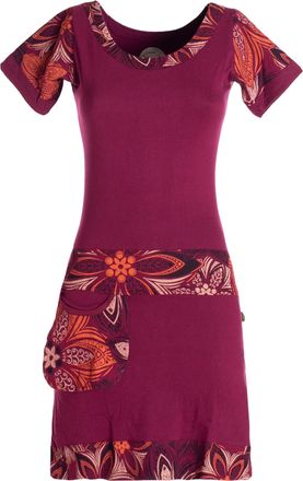 vishes Damen Kurzarm Kleid in Dunkelrot I Gr&ouml;&szlig;e 4XL (44-46) I Handgefertigt aus 100% Baumwolle I Stylisches Sommerkleid f&uuml;r Freizeit & Alltag I Nachhaltige A