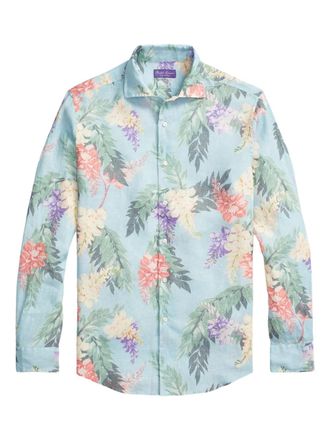 Ralph Lauren Purple Label Hemd mit Blumen-Print - Blau