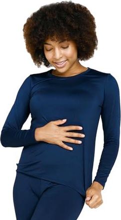 Lapasa Haut Thermique Femme Maillot de Corps à Manches Longues sous-Vêtements Chauds Thermoflux Automne/Hiver L39 Bleu Marine (1 Haut, Moyen) M