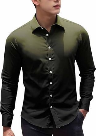 Generic Chemise formelle &agrave; manches longues pour homme, chemise d&eacute;grad&eacute;e boutonn&eacute;e, couleur unie, coupe musculaire, chemise d&eacute;contract&eacute;e, infroissable, chemise