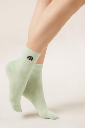 Calzedonia Socken Mit Dog-stickerei Grun