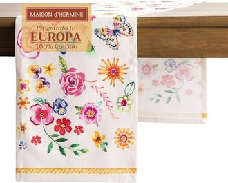 Maison d'Hermine Happy Florals - Sweety Chemin de Table 100 % Coton pour f&ecirc;tes d&icirc;ners/Vacances Cuisine Printemps/&eacute;t&eacute; (50cm x 150cm)