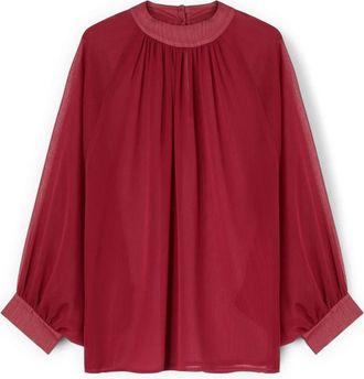 Motivi Femme, Blouses et Chemises, Rouge, Taille: 42 FR Blouse Georgette