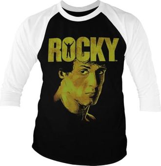 Rocky Officiellement sous Licence Sylvester Stallone Baseball 3/4 Manches T-Shirt (Noir-Blanc), Large