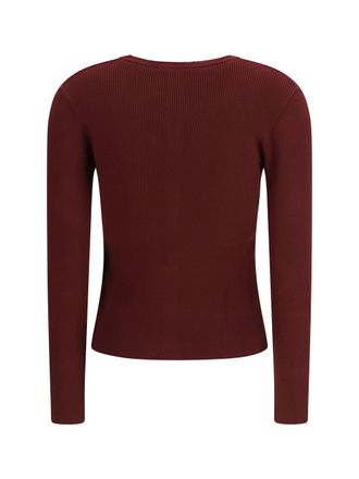 Weekend by Max Mara Womens Ribbed Viscose Cardigan Berry Viscose; Polyester Sweater