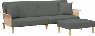 vidaXL Schlafsofa 2-Sitzer mit Kissen und Fußhocker Dunkelgrau Samt Vidaxl 244448