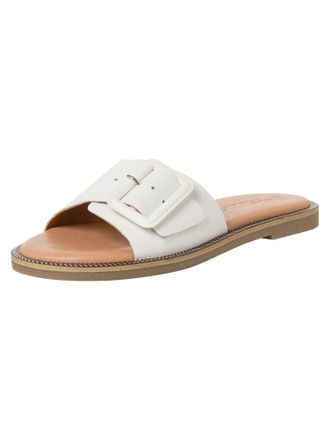 Tamaris Damen Mules Pantoletten Leder Blockabsatz Sommer; WHITE LEATHER/weiß; 39 EU