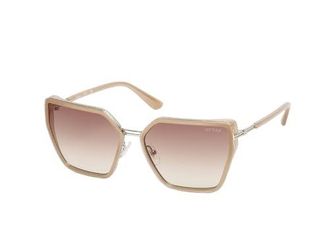 Guess Lunettes de soleil inject&eacute;es rondes pour femme, Beige brillant/marron d&eacute;grad&eacute;, 59/16/135