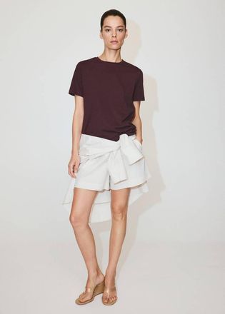 Mango T-shirt coton col rond bordeaux - Femme - XXS - MANGO