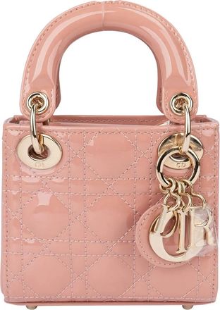Dior Crossbody Bags - Christian Dior Quilted Patent Leather Micro Lady D - Gr. unisize - in Gold - f&uuml;r Damen