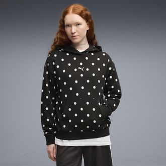 Puma Hoodie d&eacute;contract&eacute; &agrave; pois Femme, V&ecirc;tements, Noir, XL