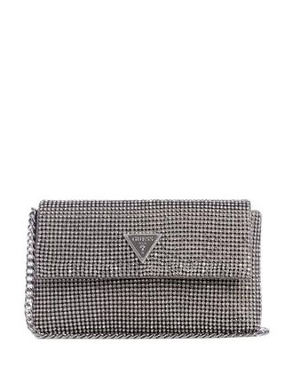 Guess Zalina Flap Clutch, Pochette, bandouli&egrave;re Femme, Argent&eacute;, Taille Unique