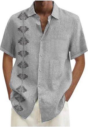 Generic T-shirt pour homme - Style d&eacute;contract&eacute; &agrave; manches courtes - Imprim&eacute; hawa&iuml;en - Couleur unie - Avec poche avant - Col &agrave; revers classique - L&eacute;ger et respi