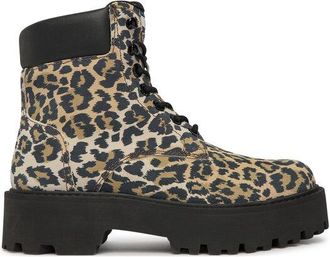 Tommy Jeans Schn&uuml;rschuhe Tjw Platform Cheetah Boots EN0EN03140 Braun