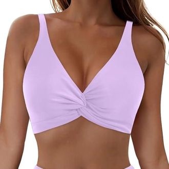 Generic Soutien Gorge Fermeture Devant Soutien Gorge 115b Haut De Bikini De Sport pour Femme Haut Bikini Maillot Bain Rembourr&eacute; Brassi&egrave;re Femme Coton Purple X