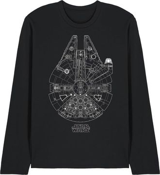 Star Wars Millenium Lines Unisex Long Sleeve T Shirt, Black, XX-Large