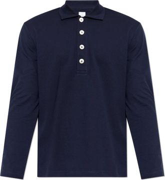 Eleventy Homme, Tops, Bleu, Taille: S Polo &agrave; Manches Longues en Coton