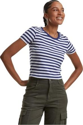 Urban Classics T- Shirt à Rayures pour Femme, Blanc/Bleu foncé, 3XL