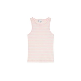 Ganni Stripe Rib Tank Top - - Tops - Damen - Rosa - L