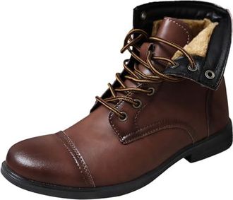 Jamron Homme &Eacute;l&eacute;gant Cap Toe Bottines en Cuir &agrave; Lacets Bottes Derby Habill&eacute;es Acajou SN0707335-2 EU46.5