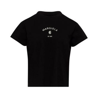 Maison Margiela Bedrucktes T-Shirt mit Rundhalsausschnitt - - Tops - Damen - Schwarzk - L