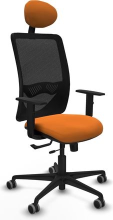 Piqueras y Crespo Remote-Arbeitsstuhl Zulema mit 1D-Armen, h&ouml;henverstellbarer Lendenwirbelst&uuml;tze und festem Kopfteil, ausgestattet mit Syncro/Traslack und Schneideschau