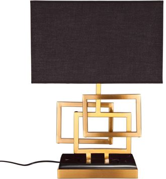 Invicta Interior Moderne Tischleuchte ATLANTIS 56cm gold Modern Design Tischlampe mit Stoffschirm Tischlampe Lampe Nachttischleuchte