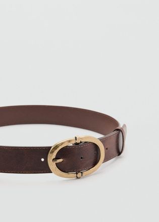 Mango Ceinture boucle m&eacute;tallique textur&eacute;e marron - Femme - XL - MANGO