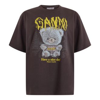 Ganni Forest Teddy T-shirt - - Tops - Damen - Braun - M
