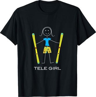 Whyitsme Design Lustiger Damen Tele Ski Tele Girl Telemark Skifahrer T-Shirt