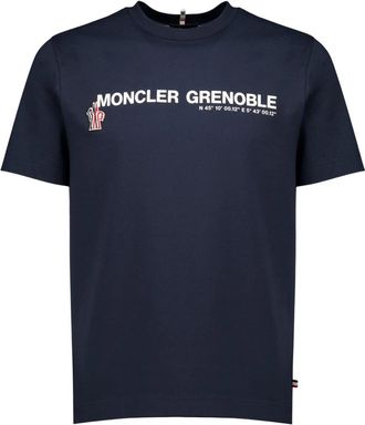 Moncler Bedrucktes T-Shirt - - Tops - Herren - Blau - XL