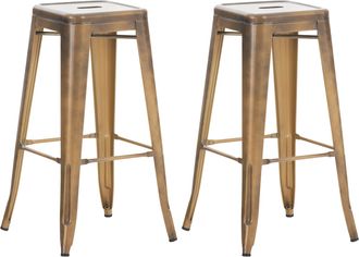Clp 2er Set Barhocker Joshua I Stapelbare Tresenhocker aus Metall I Barstühle mit Fußstützen I Sitzhöhe 76 cm I Stapelhocker, Farbe:Gold