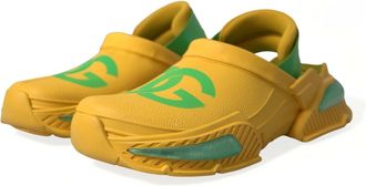 Dolce & Gabbana Yellow Green Rubber Clogs Men Slippers Shoes