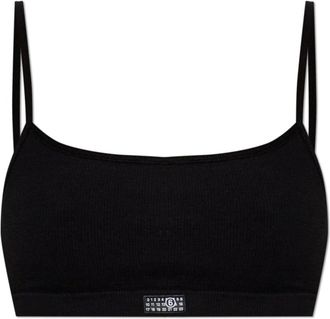 Maison Margiela Femme, Sous-v&ecirc;tements, Noir, Taille: 42/44 FR Ribbed Cotton Bra