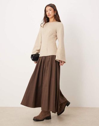 Asos Hybrid-Maxikleid in Steinbeige mit tiefer Taille-Bunt