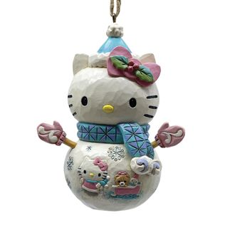 Enesco Sanrio by Jim Shore Hello Kitty Schneemann mit Szene, H&auml;ngeornament, 8,5 cm, mehrfarbig