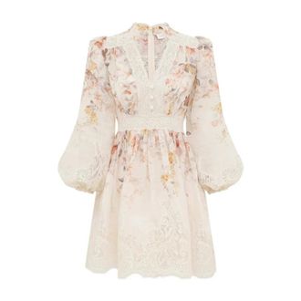 Zimmermann Luna Lace Lantern Dress - Femme - Robes - Beige - Taille: 40 FR