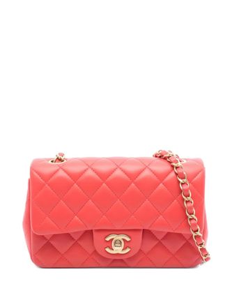 Chanel sac port&eacute; &eacute;paule matelass&eacute; 20 format mini (2019) - Rouge