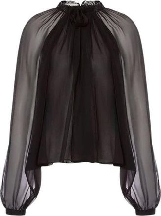 Alberta Ferretti Femme, Blouses et Chemises, Noir, Taille: 36 FR Blouse en mousseline de soie &agrave; manches longues