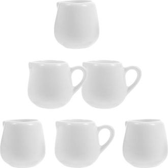 Luxshiny Ensemble De 6 Pots &Agrave; Lait En C&eacute;Ramique Blanche 4.8 Cm Avec Poign&eacute;E Et Sans Poign&eacute;E Pour Caf&eacute; Cr&egrave;Me Sauce Mini Pot &Agrave; Lait Porcelaine