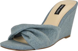 Nine West Womens Nikhil Wedge Sandal, Light Blue Denim 450, 36.5 EU