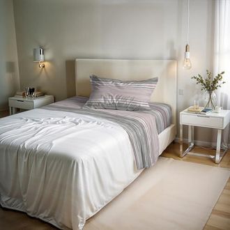 Italian Bed Linen Bettw&auml;scheset River f&uuml;r Einzelbett aus Baumwolle und recycelten Fasern, Design: Rio Gold, gefertigt in Italien, Twin