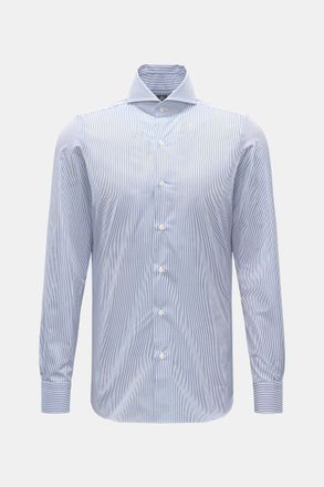 Finamore Herren - Business Hemd Sergio Napoli Haifisch-Kragen dunkelblau/wei&szlig; gestreift