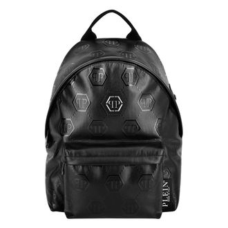 Philipp Plein Homme, Sacs, Noir, Taille: ONE Size Nappa Backpack Embossed Monogram